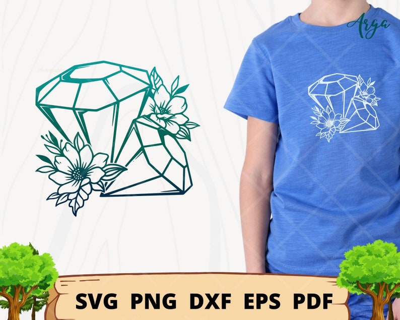 Diamond With Flower Svg, Diamond Svg, Floral Diamond Svg, Flower ...