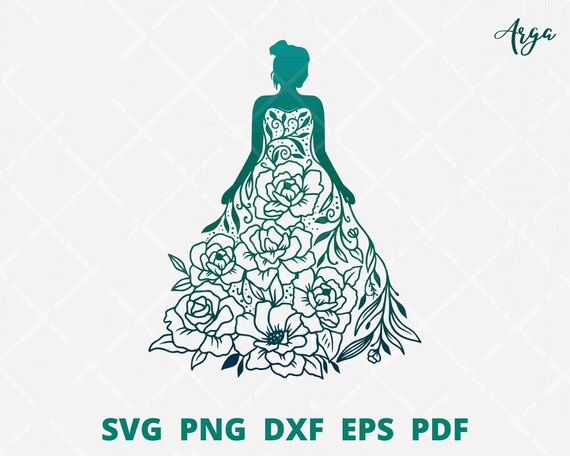 Wedding Dress Svg Floral Dress Svg Flower Dress Svg Woman | Etsy
