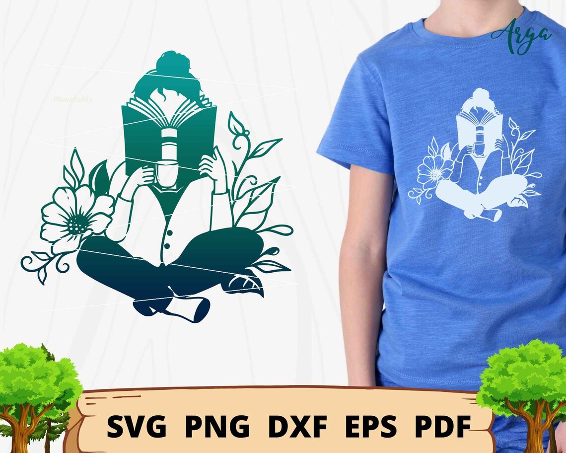 Girl With Book Svg Reading Svg Book Svg Book Lover Svg - Etsy