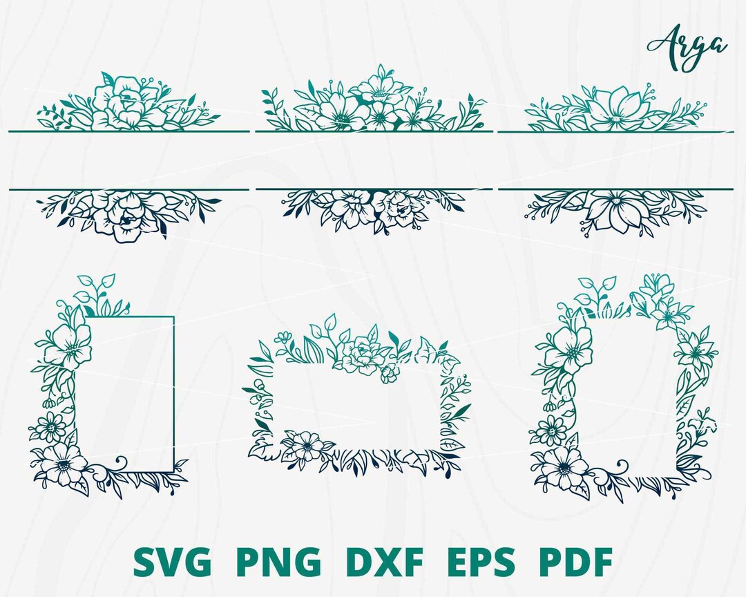 Split Flower Bundle Svg, Split Flower Border, Monogram Flower Frame ...