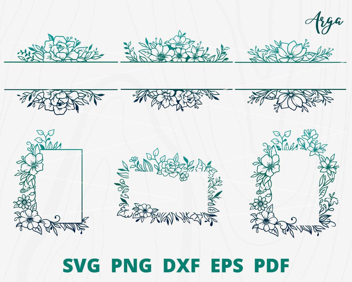 Split Flower Bundle Svg Split Flower Border Monogram Flower - Etsy