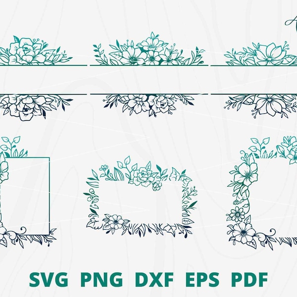 Floral Border Split Svg - Etsy