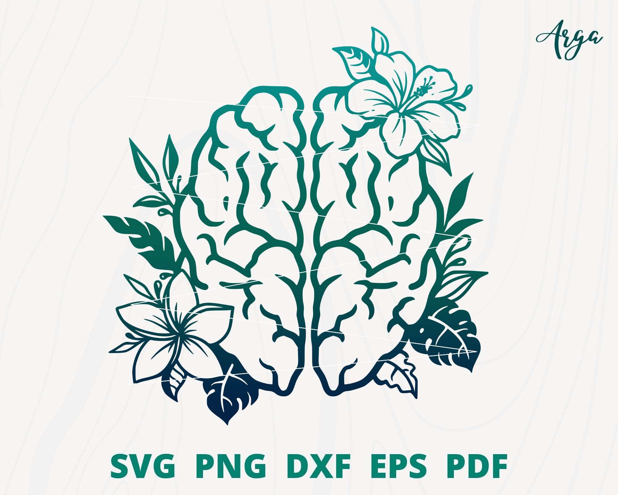 Cerebro svg, Cerebro con flor, Salud Mental svg, Cerebro Floral svg ...