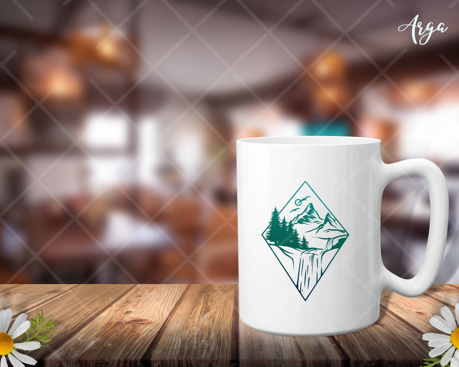 Waterfall Svg River Bellow the Mountain and Pine Tree - Etsy