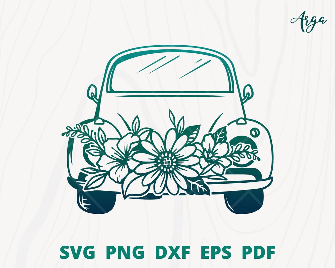Floral Car SVG, Car With Flower Svg, Wedding Car Svg, Marriage Svg ...