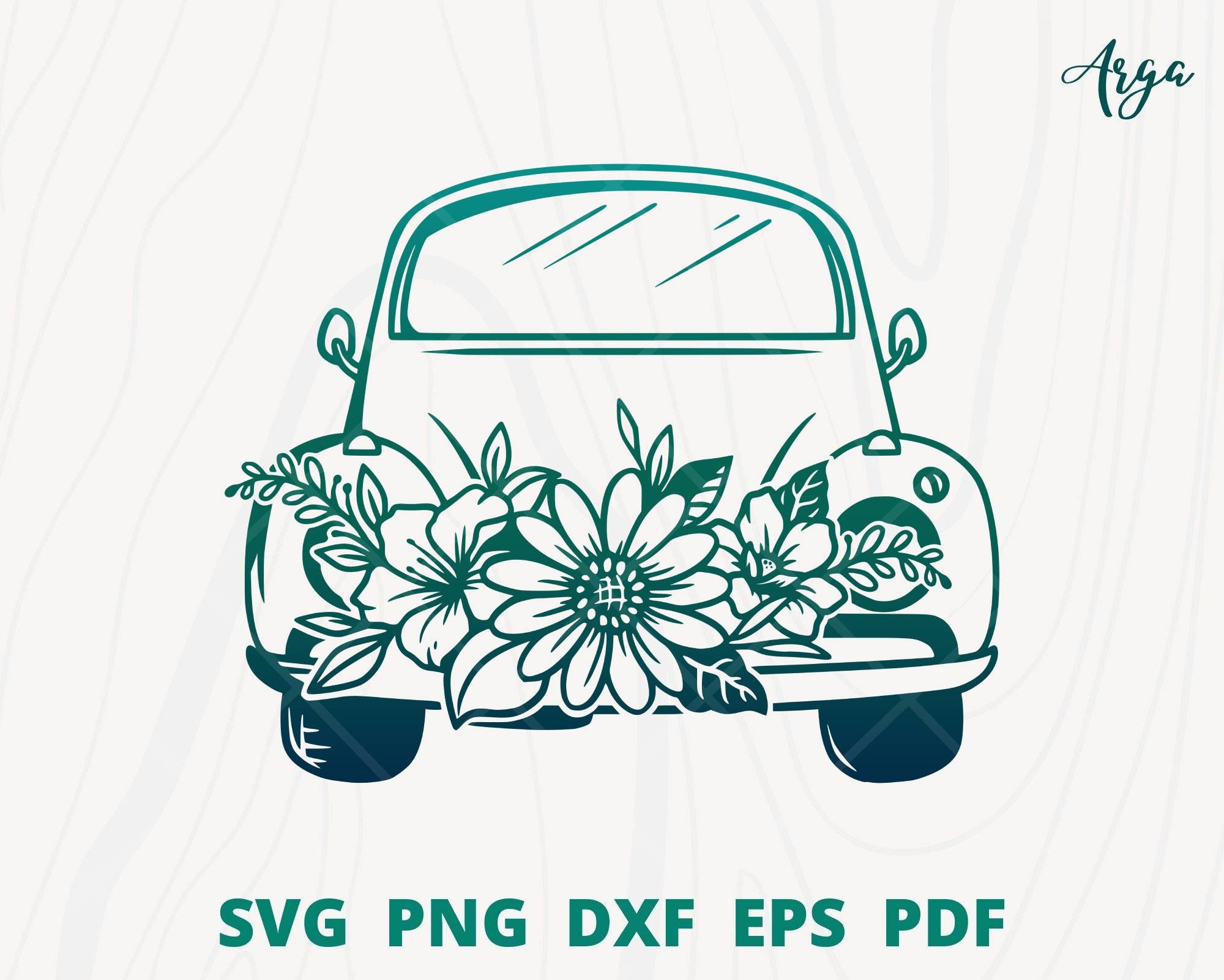 Floral Car SVG Car With Flower Svg Wedding Car Svg Marriage - Etsy UK