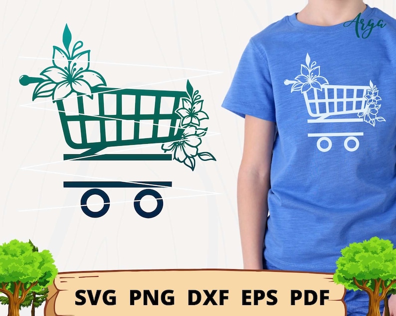 Floral Shopping Cart SVG Store Svg Online Shop Logo Shop - Etsy