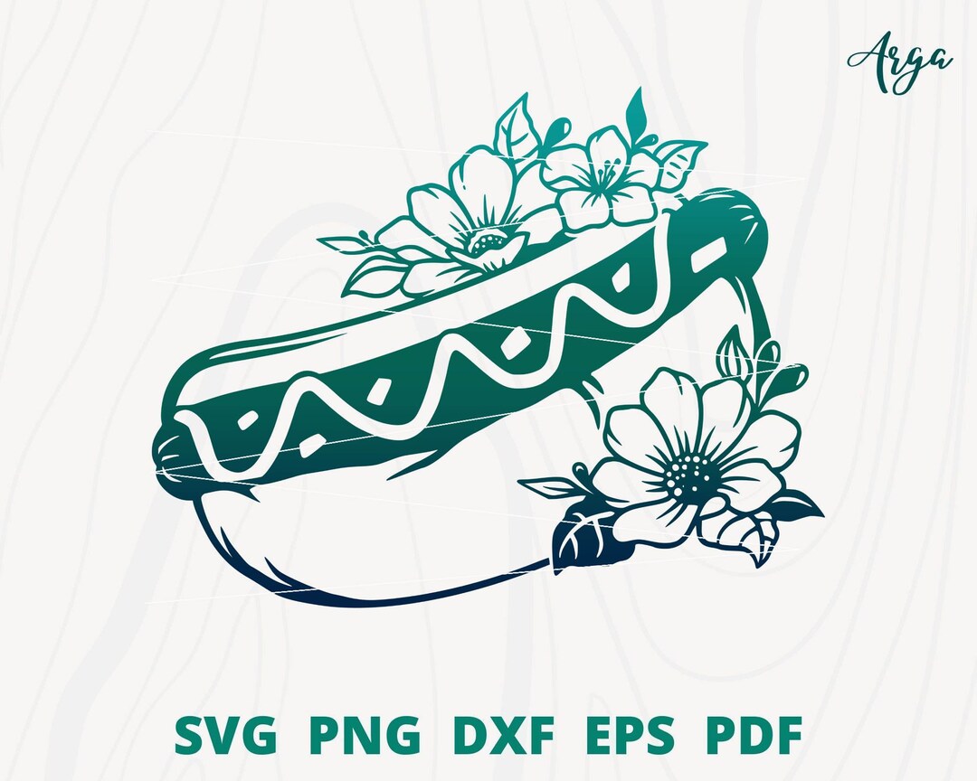 Hot Dog Svg, Hot Dog With Flower Svg, Hot Dog Cut File, Fast Food Svg ...