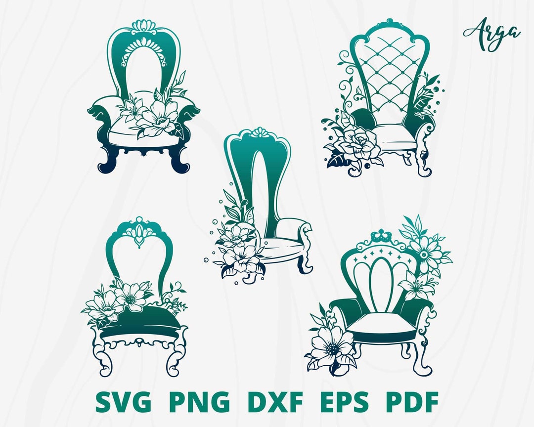 Throne Chair Svg Bundle Throne Chair With Flower Throne Svg Etsy