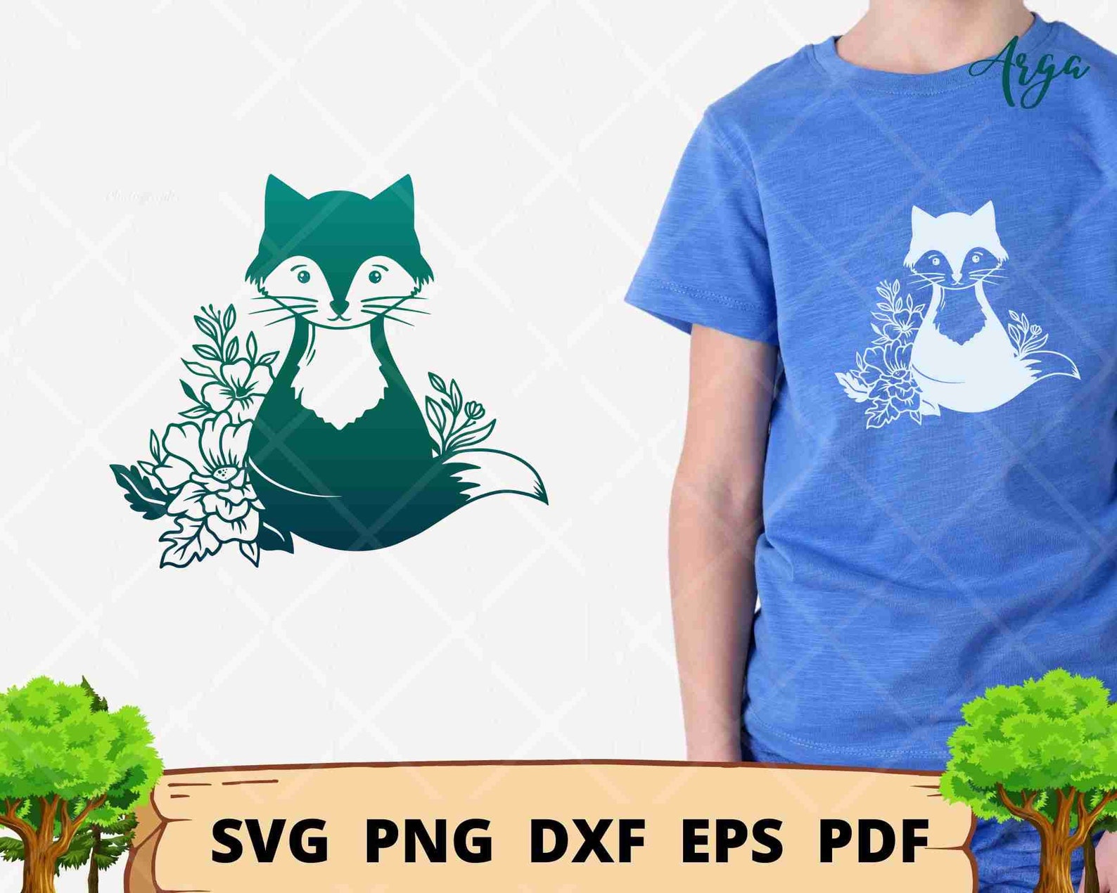 Cute Fox SVG Files Floral Fox Svg Cute Fox With Flower Head - Etsy