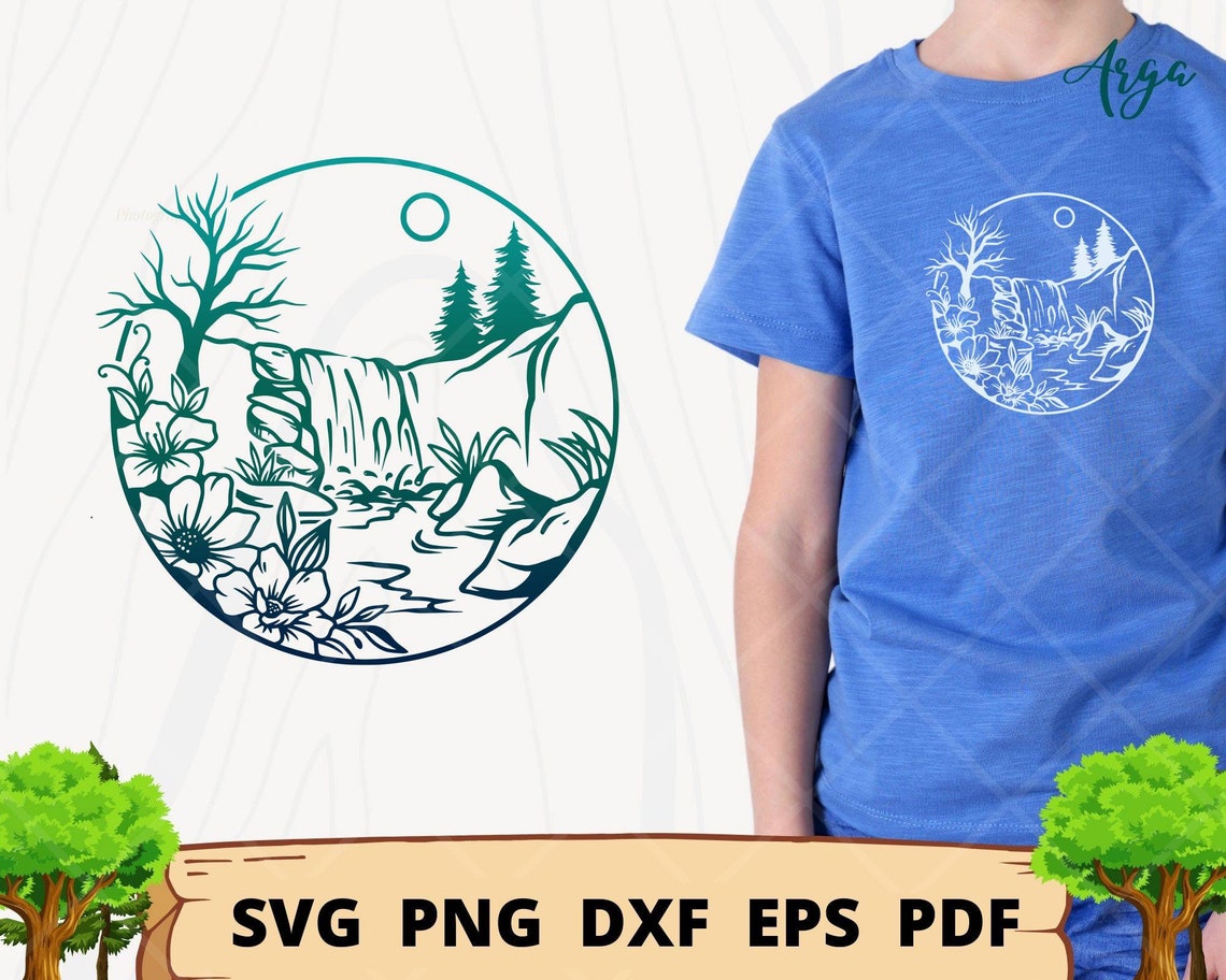 Waterfall Svg Waterfall Scene Svg Waterfall Wall Decor | Etsy