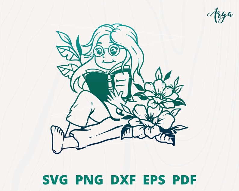 Girl Reading a Book Svg Reading Svg Book Reader Svg Book - Etsy