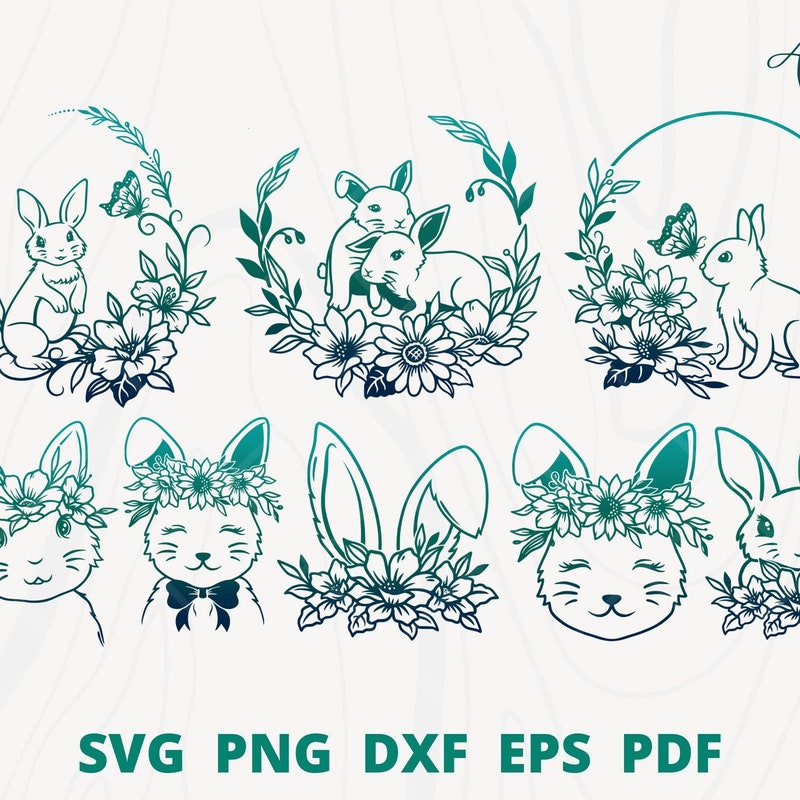 Floral Rabbit Svg - Etsy