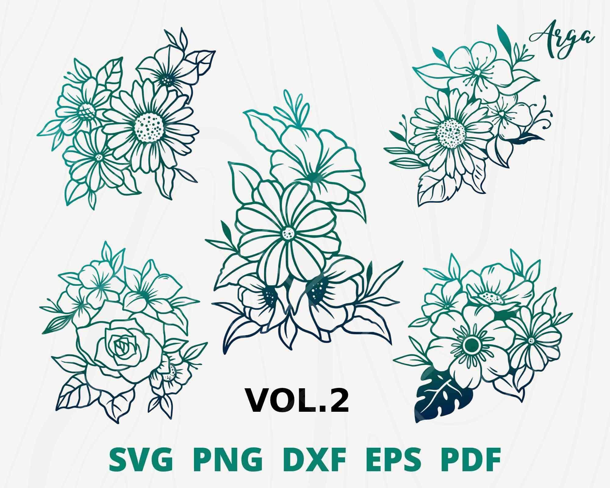 Flower SVG Bundle Flower Border Svg Flower Corner Svg - Etsy