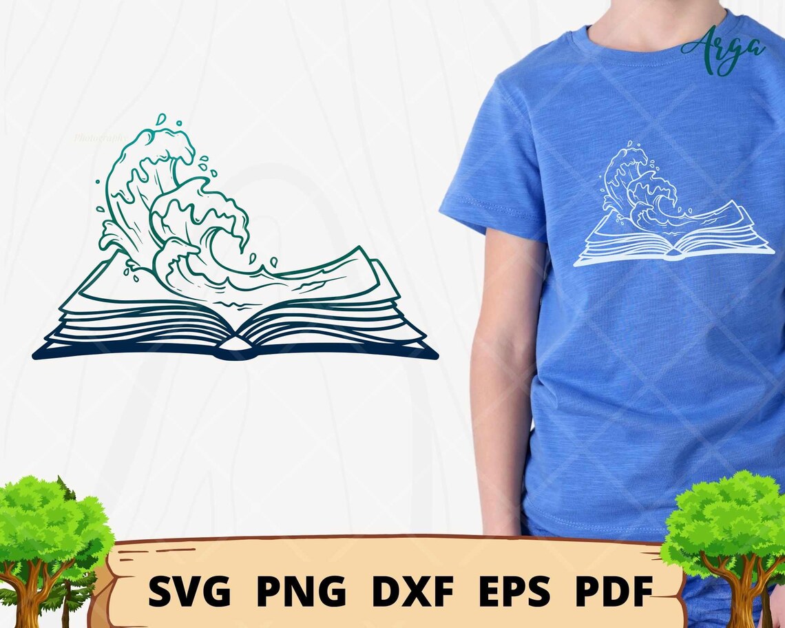 Wave Book Svg Wave SVG Wave Scene Svg Book Svg Design Wave - Etsy