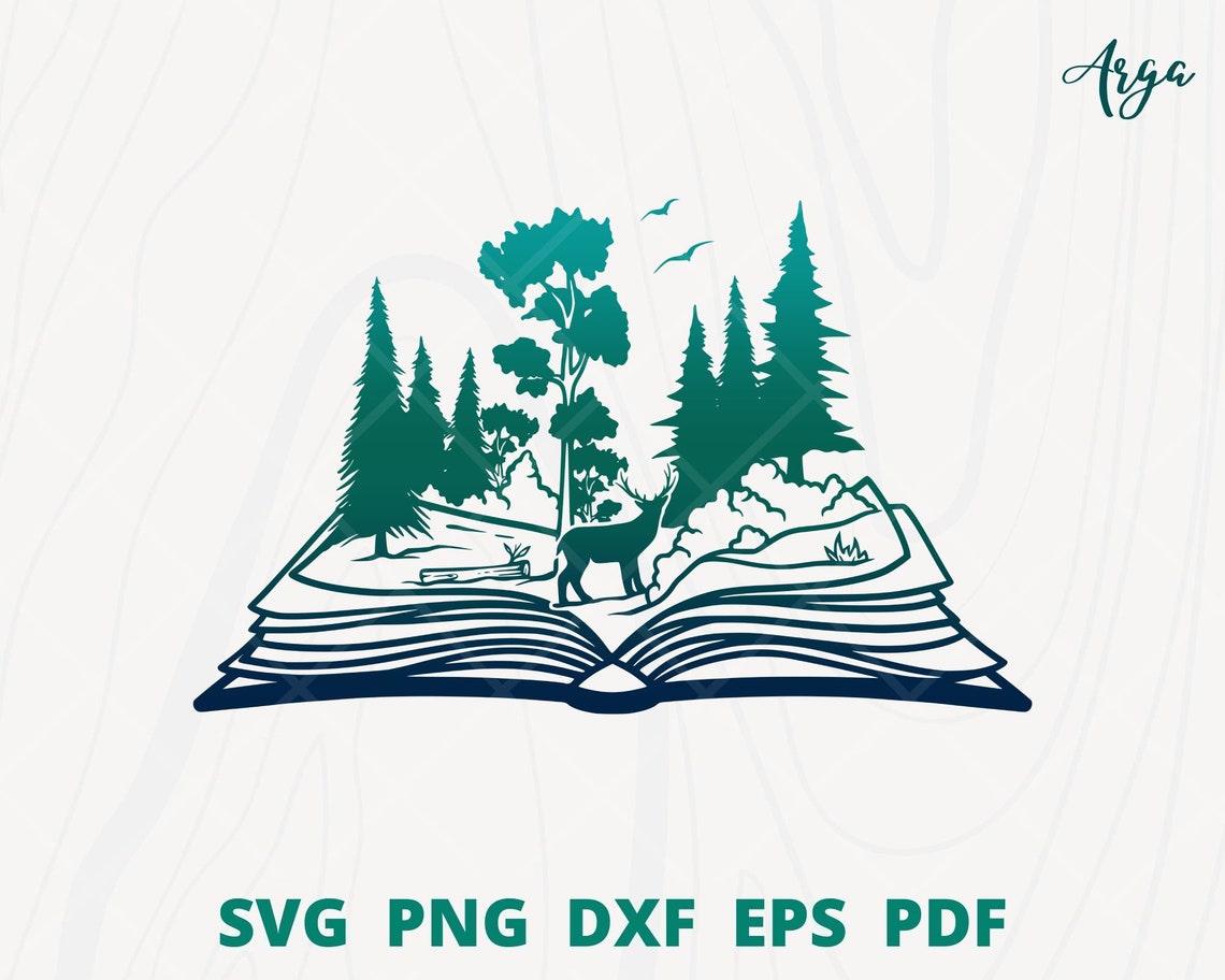 Forest Book Svg Forest Scene SVG Book Lover Svg Forest Svg - Etsy