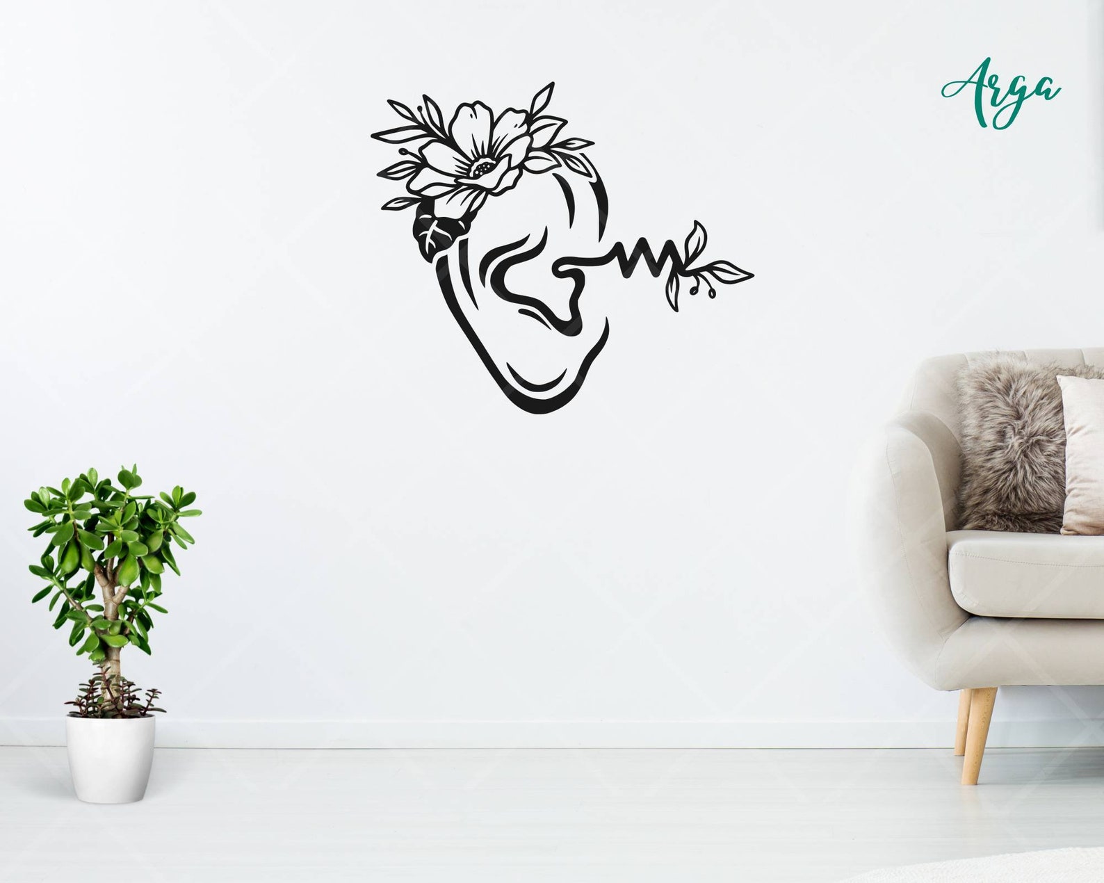 Human Ear Svg Files Floral Ear Svg Ear With Flower Svg ENT | Etsy