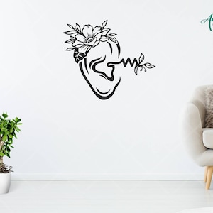 Human Ear Svg Files, Floral Ear Svg, Ear With Flower Svg, ENT Logo ...