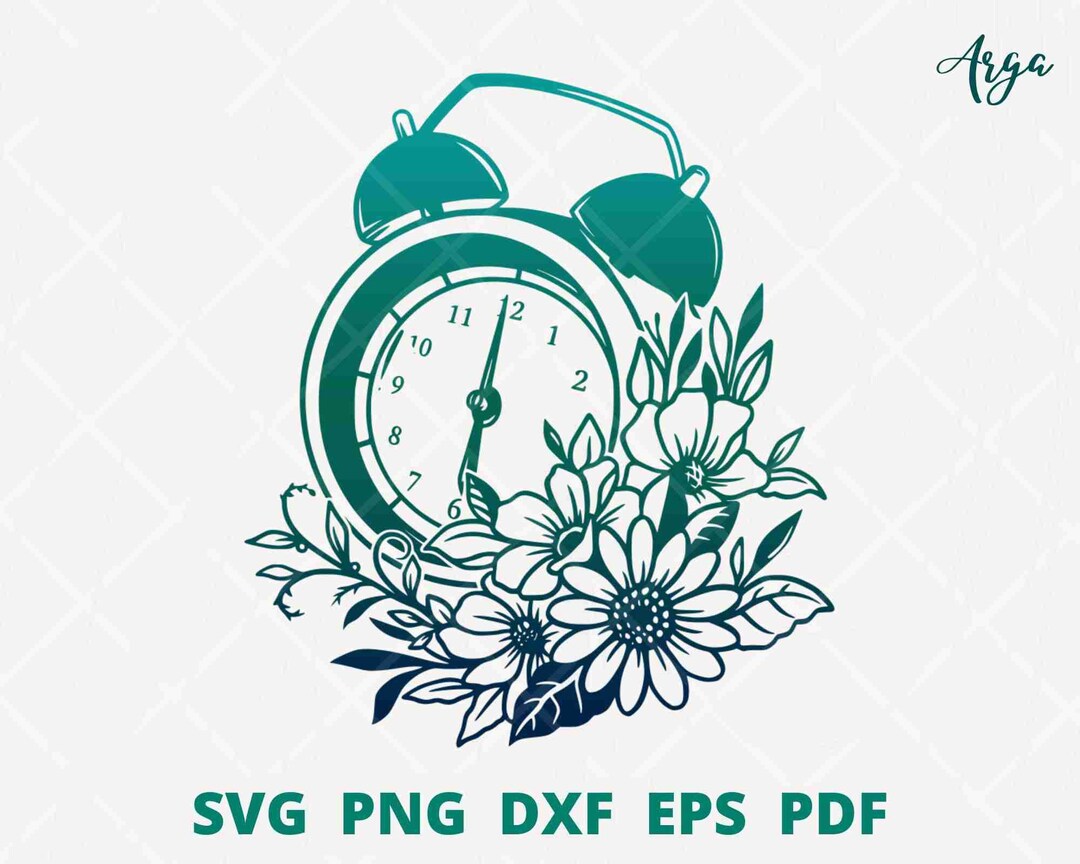 Floral Clock Svg, Watch Svg, Clock Svg, Clock Cut File, Clock Wall ...