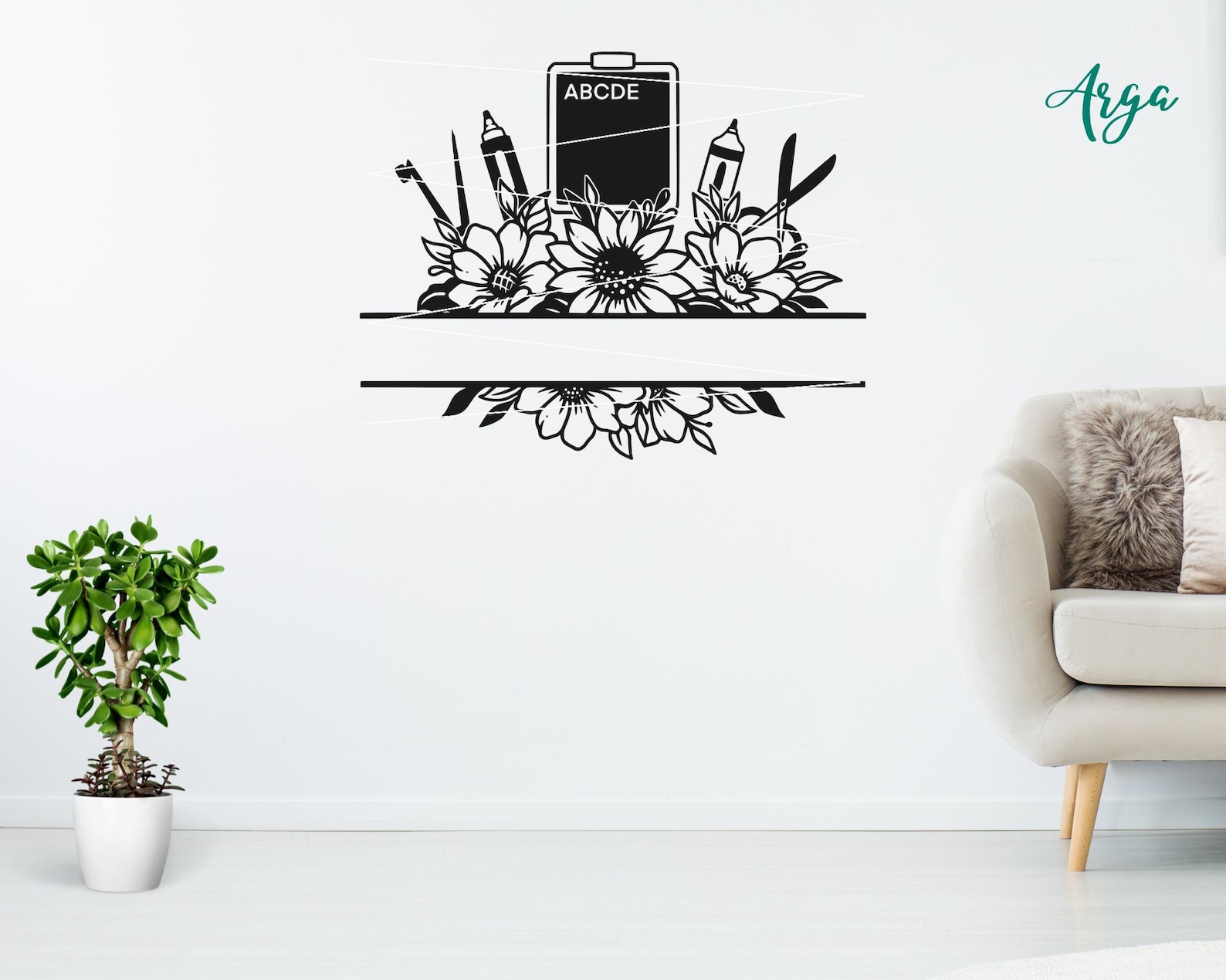 Teacher Svg Split Frame Teacher Split Monogram Flower - Etsy