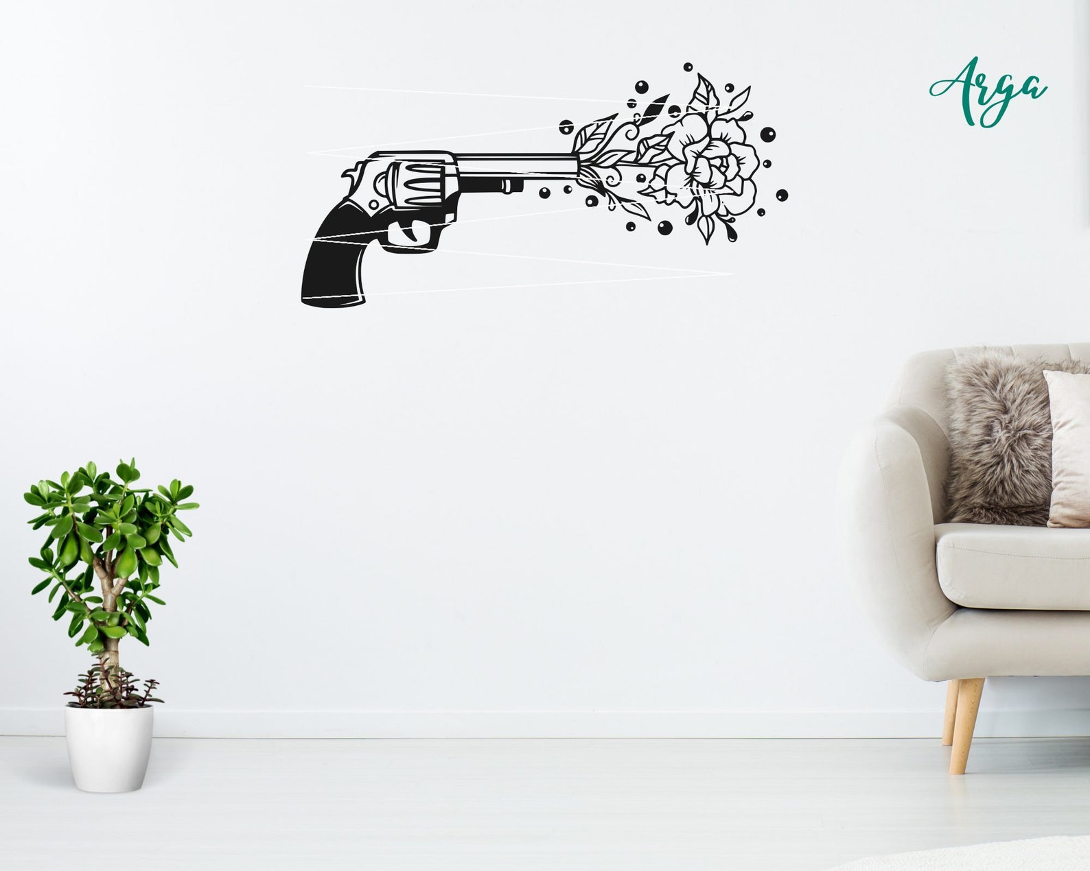 Flower Revolver Svg, Floral Pistol Svg, Revolver Svg, Weapon Svg ...