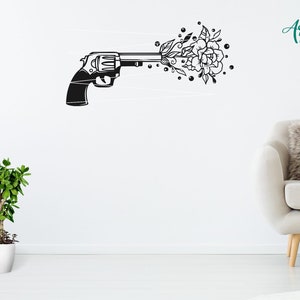 Flower Revolver Svg, Floral Pistol Svg, Revolver Svg, Weapon Svg ...