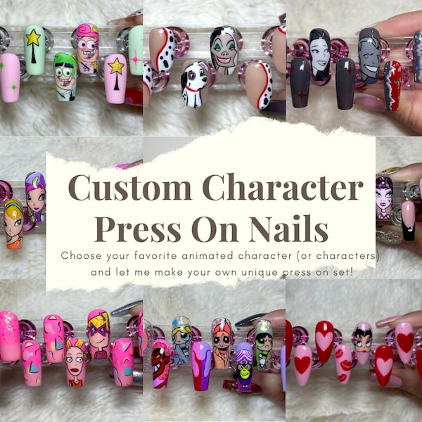 Cartoon Character Nails - Etsy