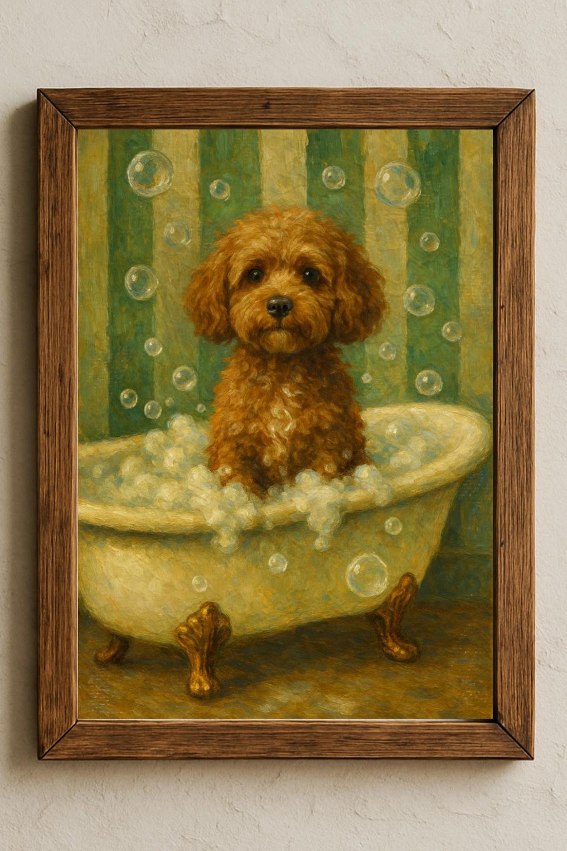 Cavapoo Bathroom Wall Art, Printable Oil Painting, Oil Painting ...