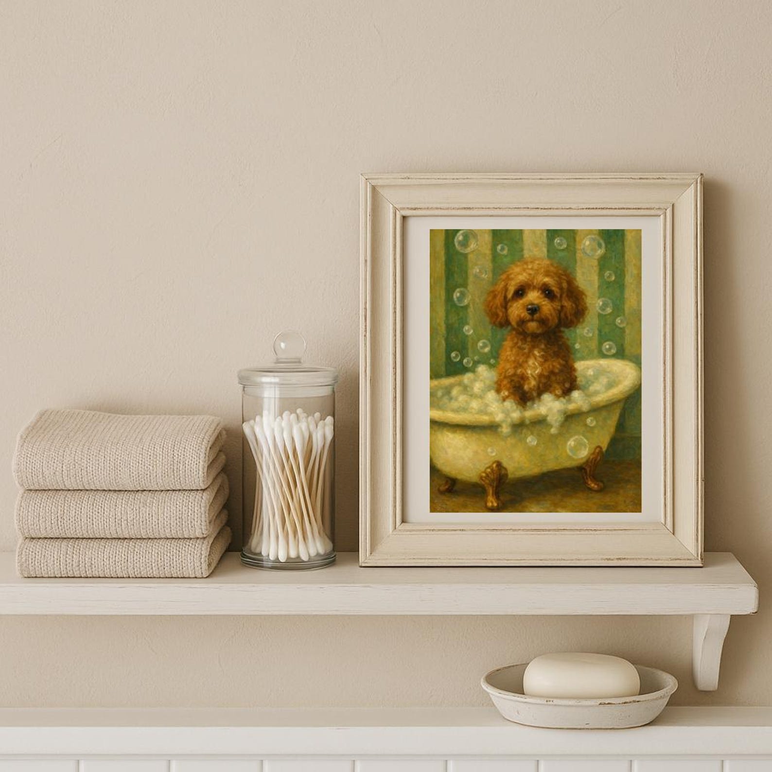 Cavapoo Bathroom Wall Art, Printable Oil Painting, Oil Painting ...