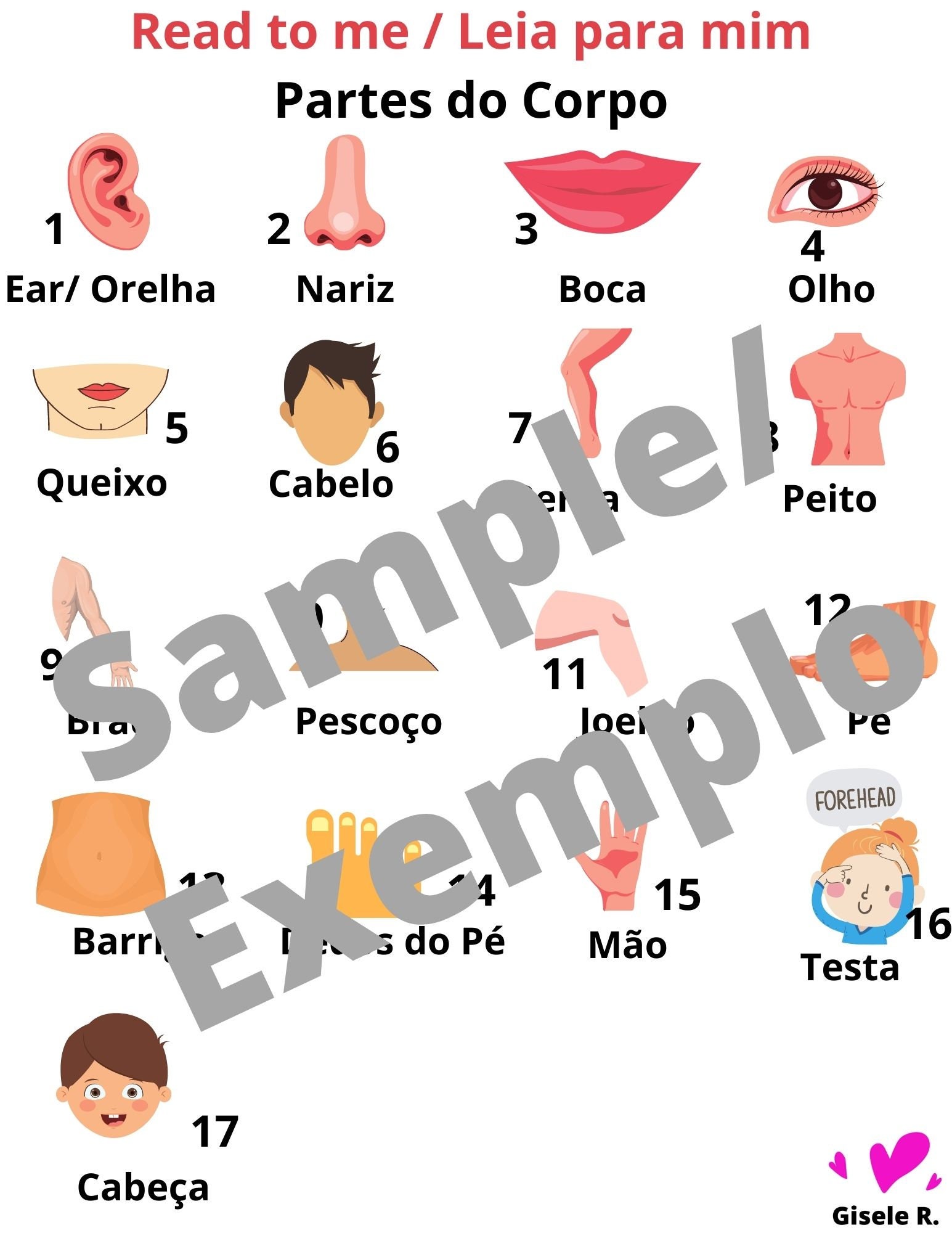 Learn Brazilian Portuguese Kids Body Parts Game PDF Digital ...