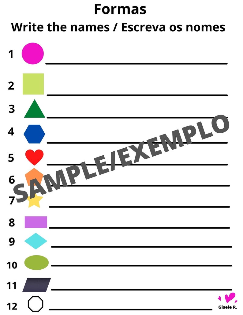 Learn Brazilian Portuguese Kids Shapes Game PDF Digital Downloadable ...