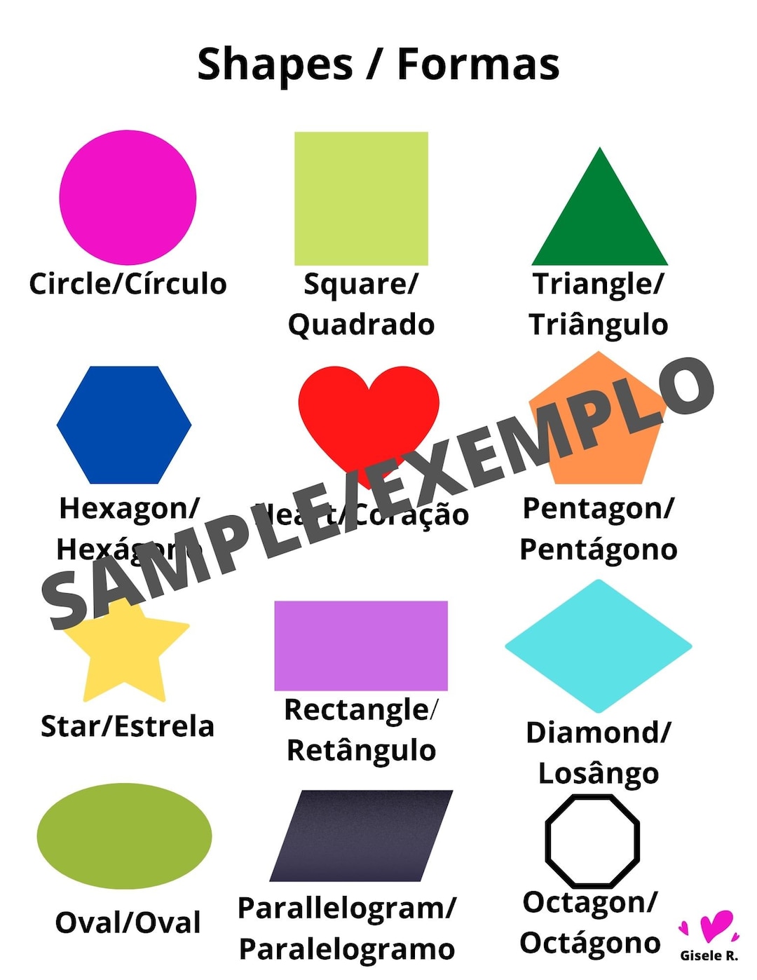 Learn Brazilian Portuguese Kids Shapes Game PDF Digital Downloadable ...