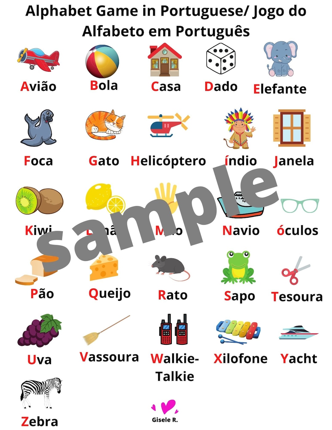 Learn Brazilian Portuguese Kids Alphabet Game II PDF Digital ...