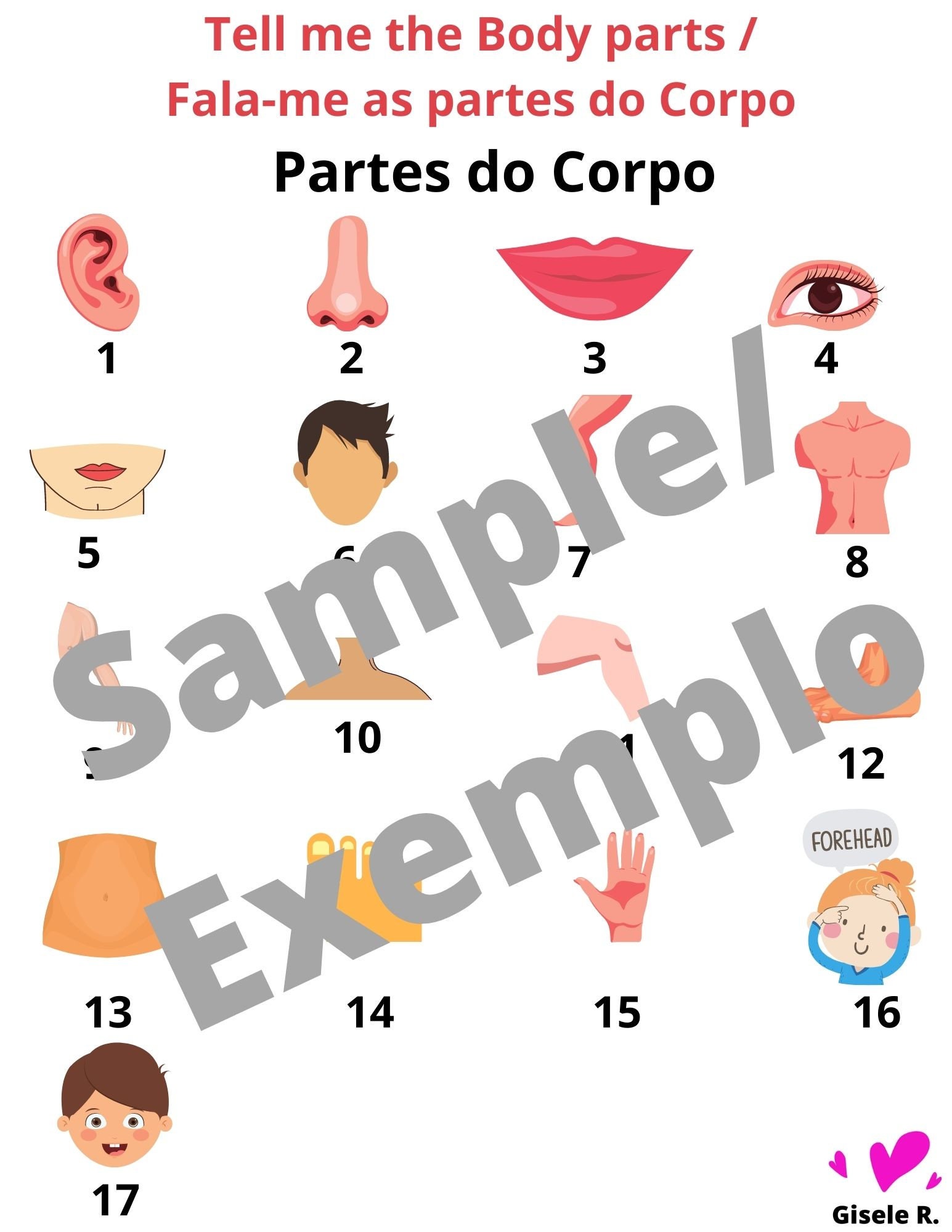 Learn Brazilian Portuguese Kids Body Parts Game PDF Digital ...