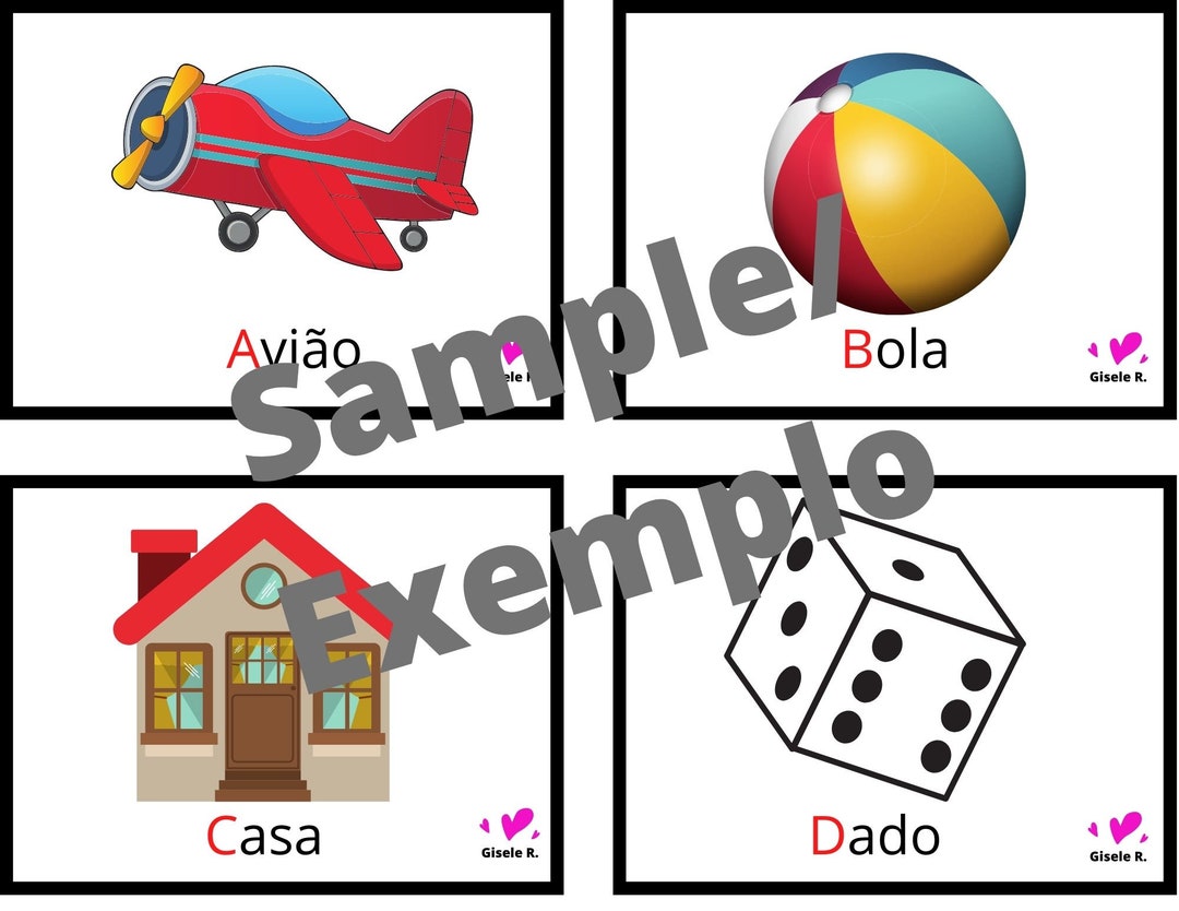 Learn Brazilian Portuguese Kids Alphabet Flash Cards PDF Digital ...