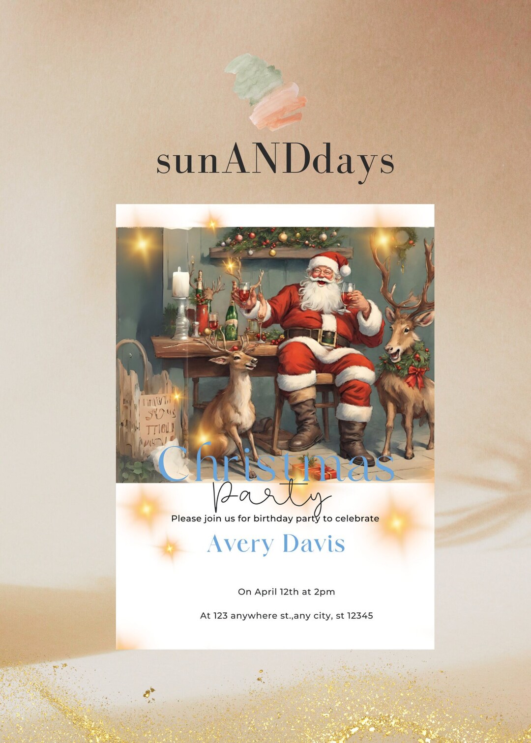 Digital Christmas Invitation, Invites, Digital and Printable, Editable ...