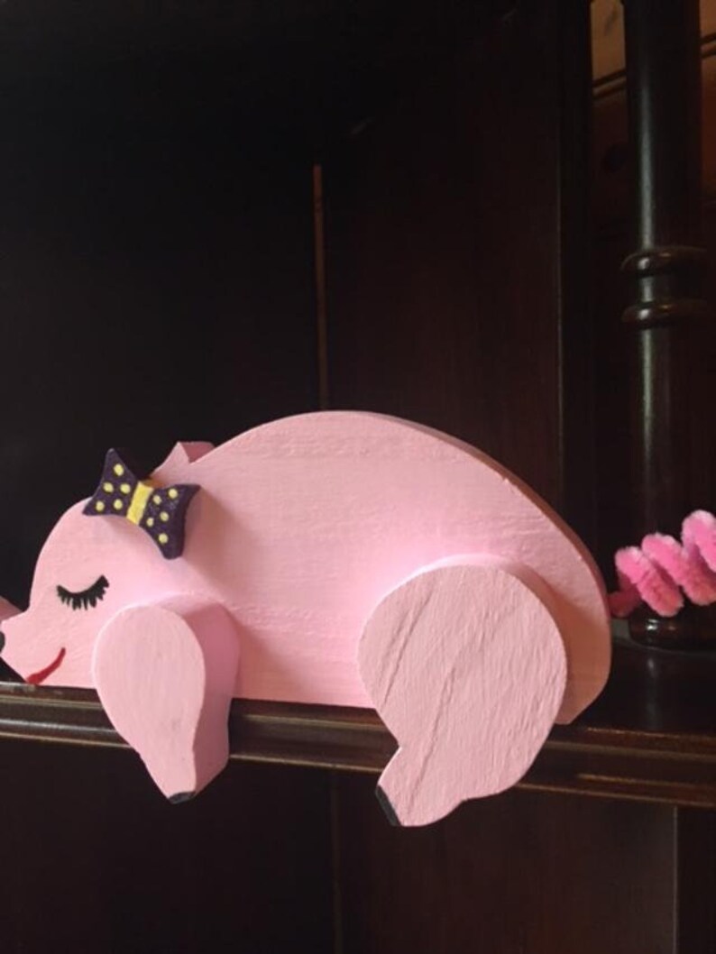 Wood Pig Shelf Sitters / Sleeping Pigs Shelf Sitters / Peppi & - Etsy