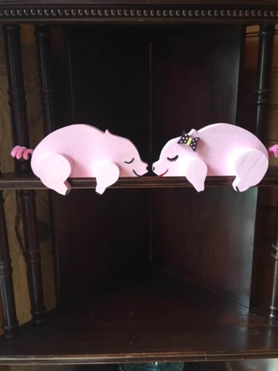 Wood Pig Shelf Sitters / Sleeping Pigs Shelf Sitters / Peppi & - Etsy