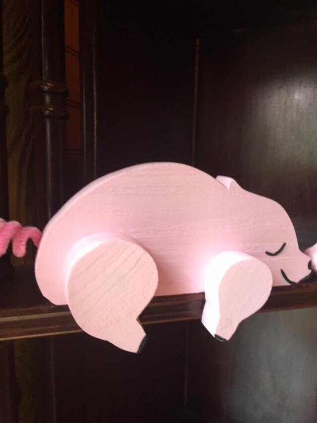 Wood Pig Shelf Sitters / Sleeping Pigs Shelf Sitters / Peppi & - Etsy