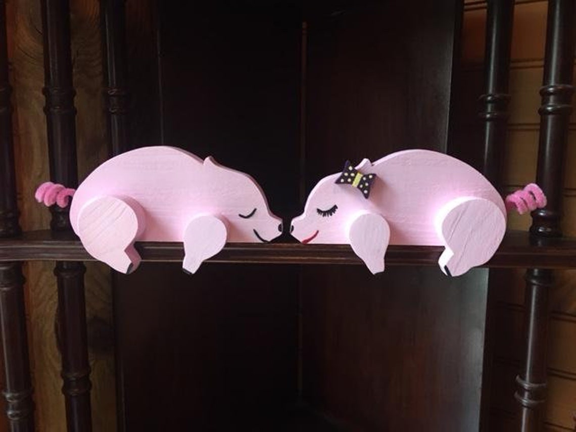 Wood Pig Shelf Sitters / Sleeping Pigs Shelf Sitters / Peppi & - Etsy