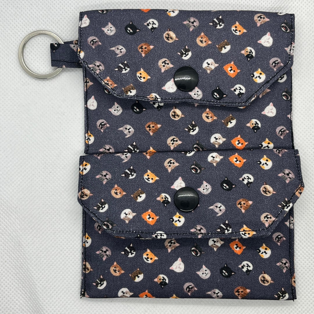 Cats and Dogs Pattern Mini Wallet, Handmade Fabric Card Wallet ...