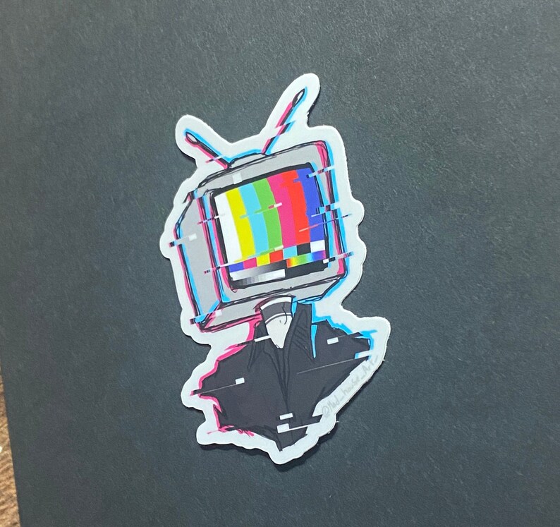 Tv Head Glitch Sticker - Etsy