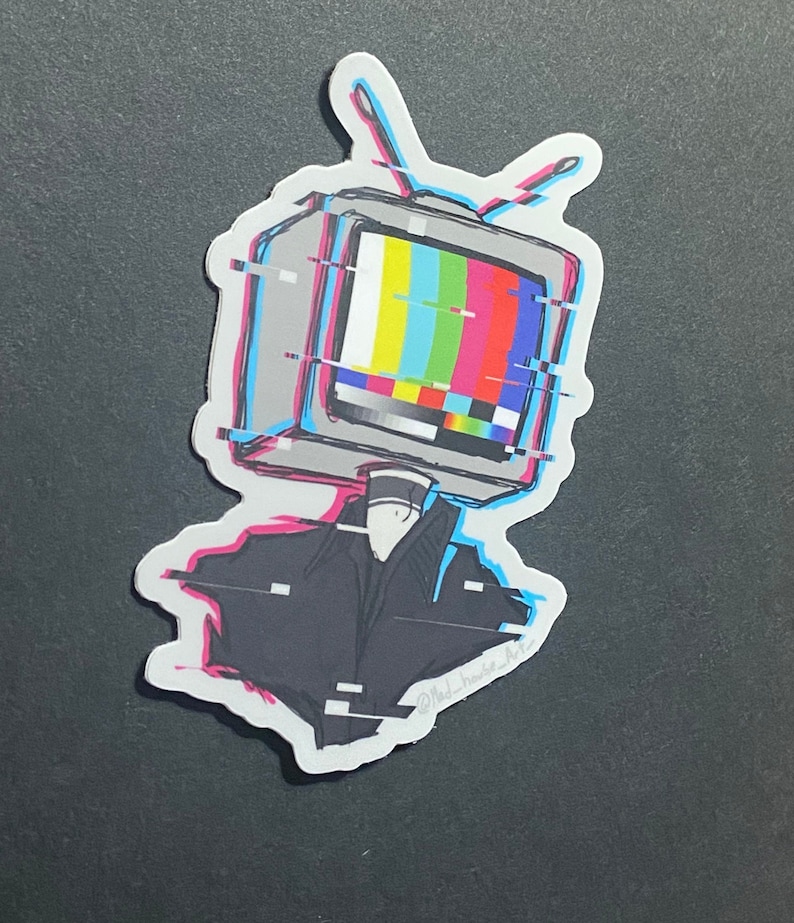 Tv Head Glitch Sticker - Etsy