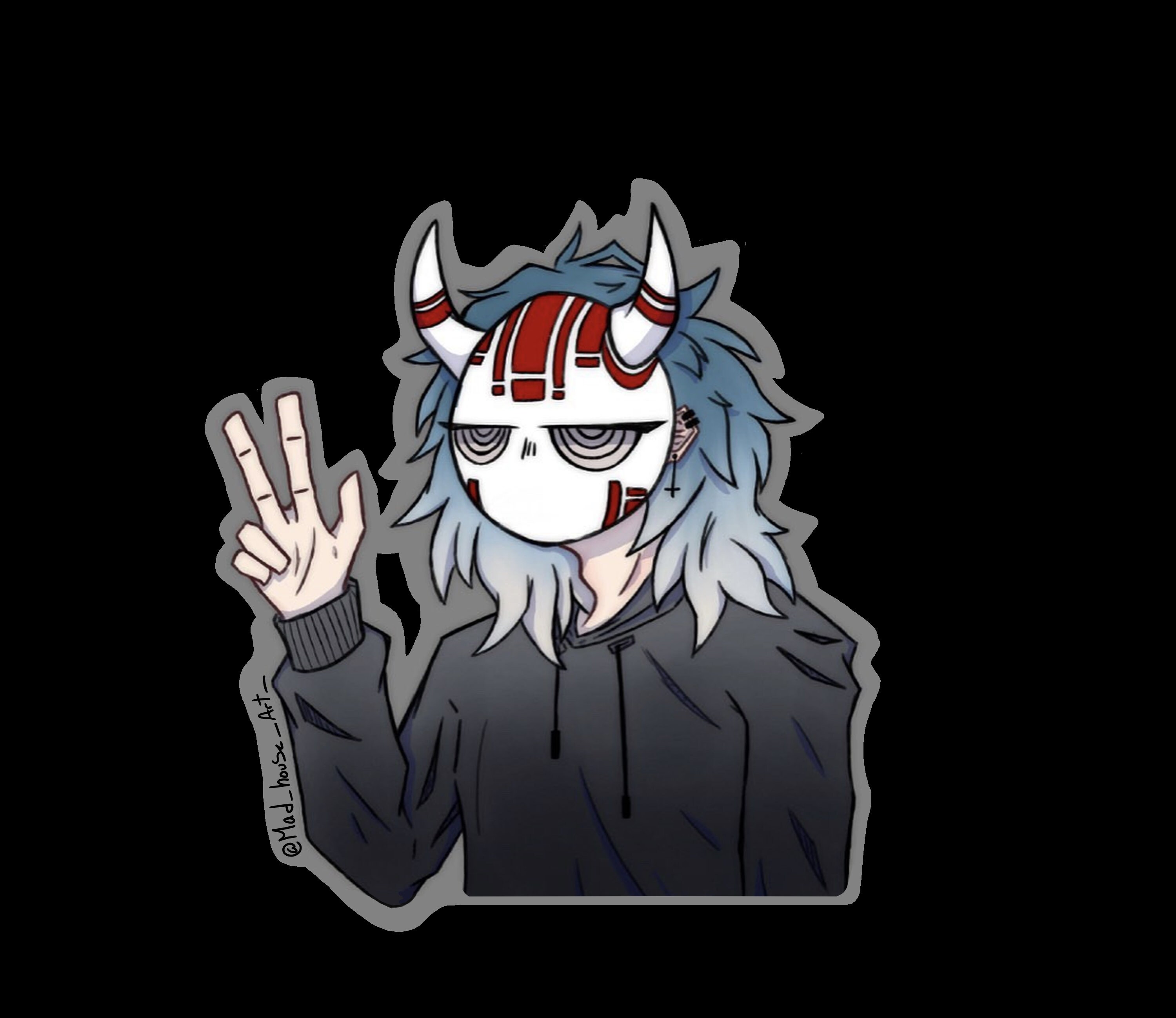 Oni Mask Sticker - Etsy