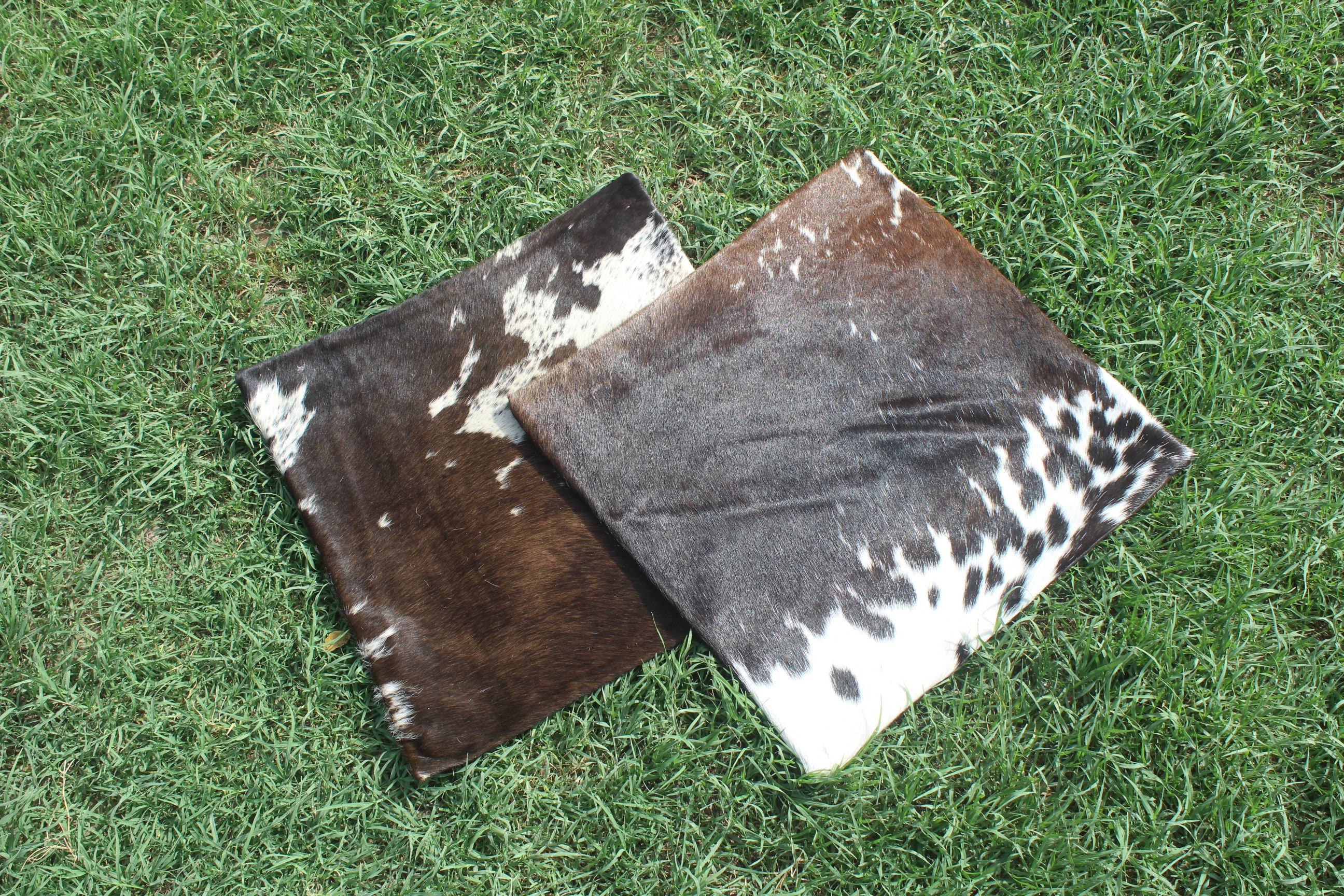 Pack of 2 Tricolor Cowhide Cushion Covers Tricolor Cowhide Pillow Cover ...