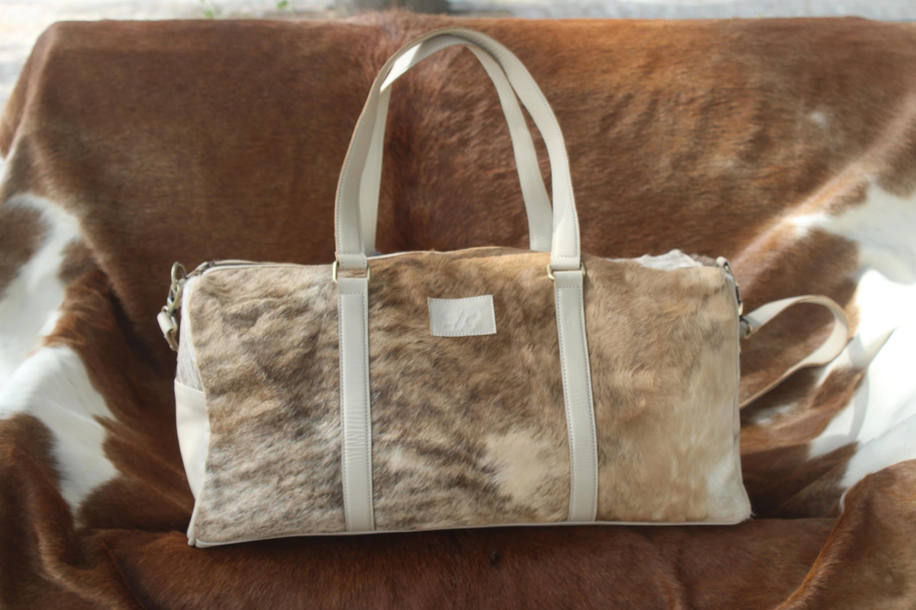 Cowhide Duffel Bag Large Travel Bag Cow Hide Weekend/overnight Bag ...