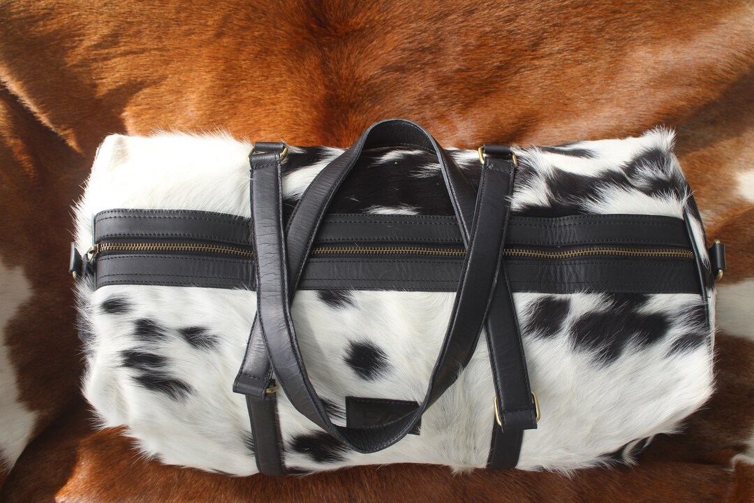 Cowhide Duffel Bag Large Travel Bag Cow Hide Weekend/overnight Bag ...