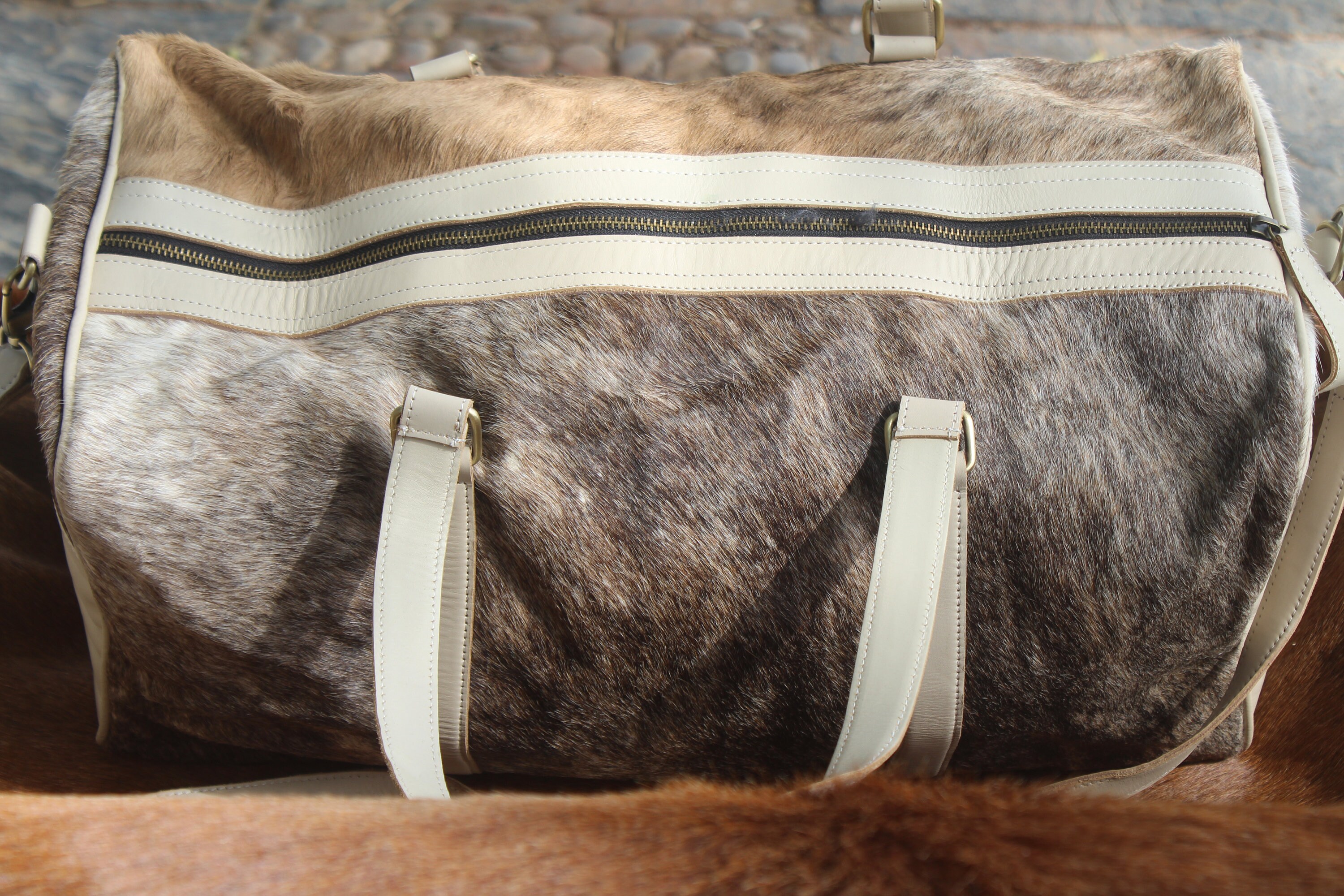 Cowhide Duffel Bag Large Travel Bag Cow Hide Weekend/overnight Bag ...