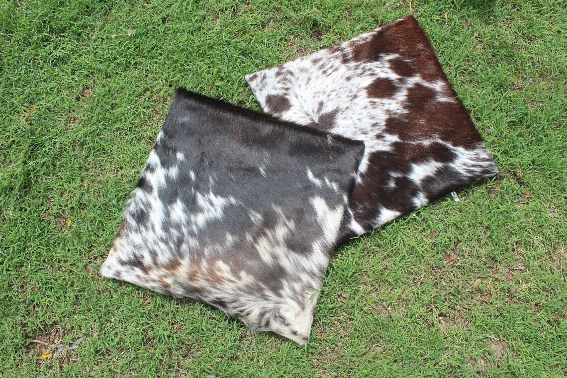 Pack of 2 Tricolor Cowhide Cushion Covers Tricolor Cowhide Pillow Cover ...