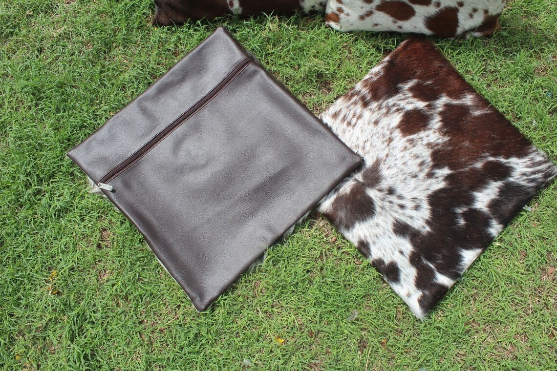 Pack of 2 Tricolor Cowhide Cushion Covers Tricolor Cowhide Pillow Cover ...